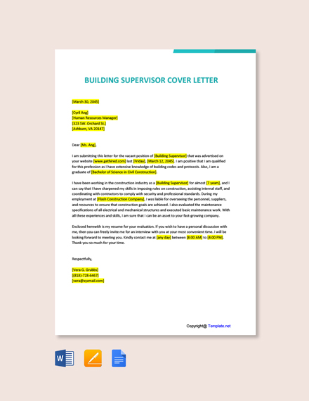 Free Building Technician Cover Letter Template - Google Docs, Word ...