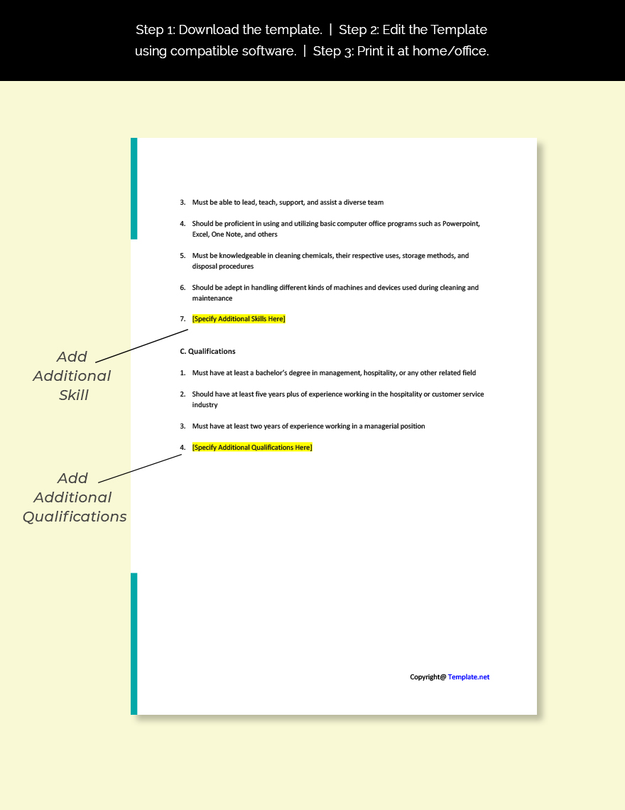  Cleaning Manager Job Description Template Google Docs Word Apple 