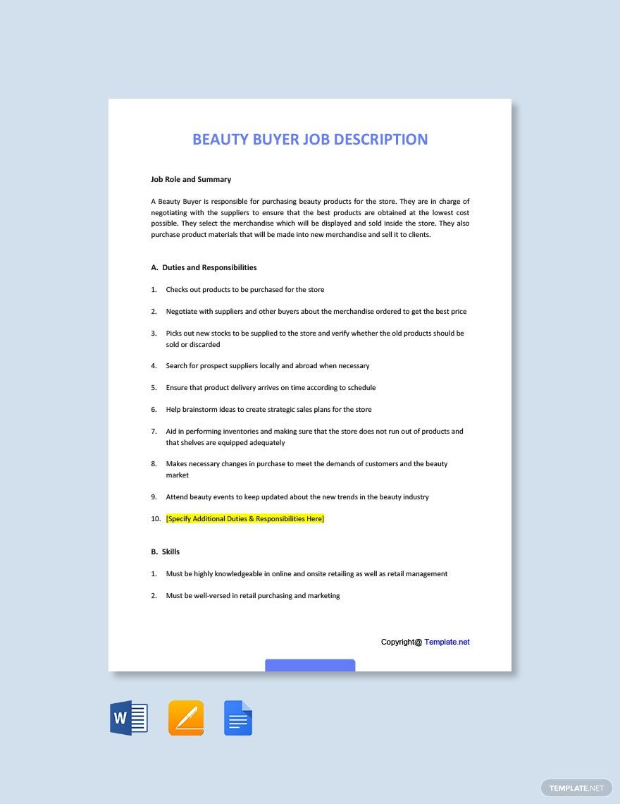 Retail Buyer Job Description