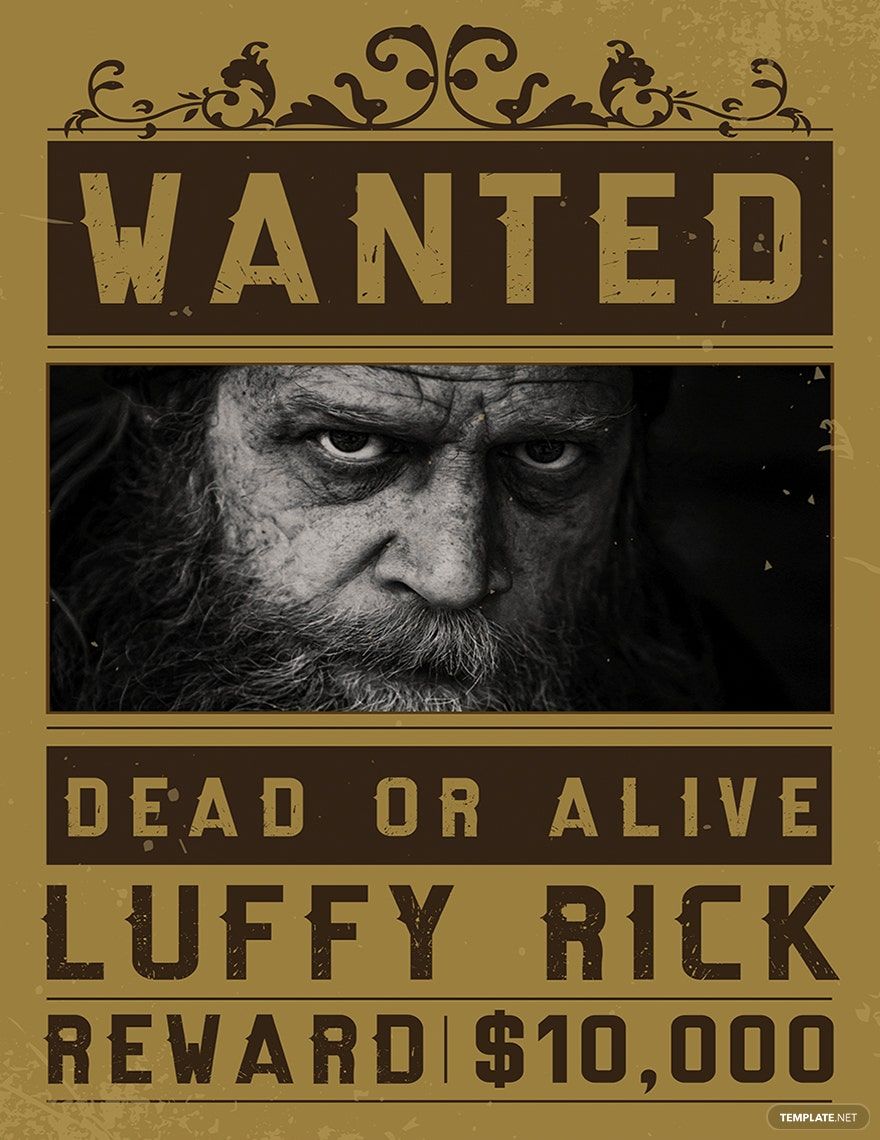 One Piece Wanted Poster Template Illustrator PSD Template