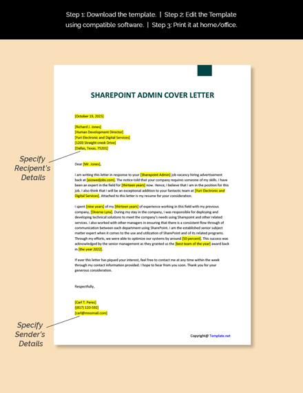 Free Sharepoint Admin Cover Letter Template - Google Docs, Word | Template.net