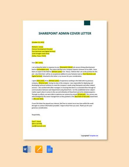 Free Sharepoint Developer Cover Letter Template - Google Docs, Word ...