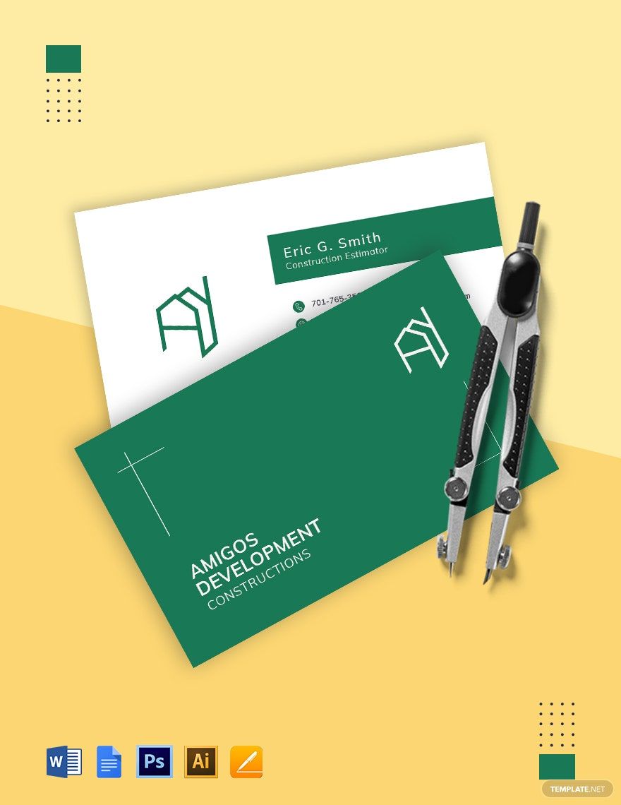 Construction Estimator Business Card Template Download In Word 