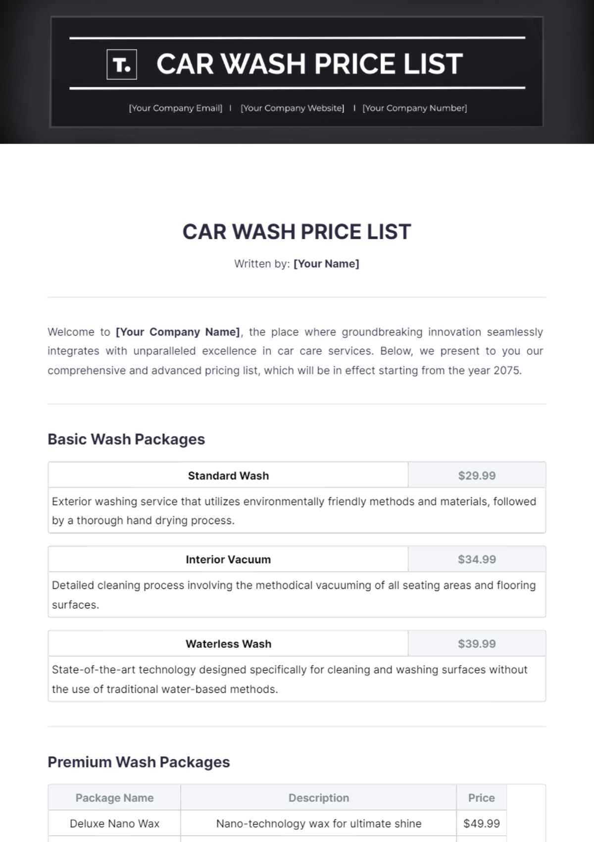 Free Spa Price List Template To Edit Online Free Spa Price List Template To Edit Online
