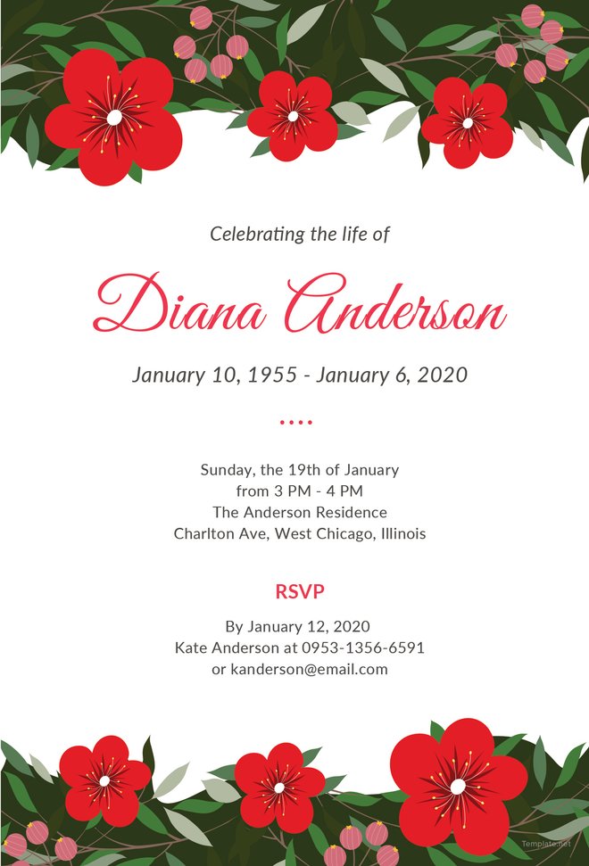 Free Funeral Repast Invitation Template | Free Templates