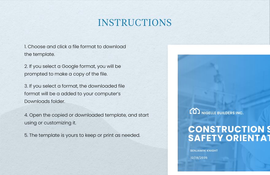 Construction Site Safety Presentation Template - Download in Google ...