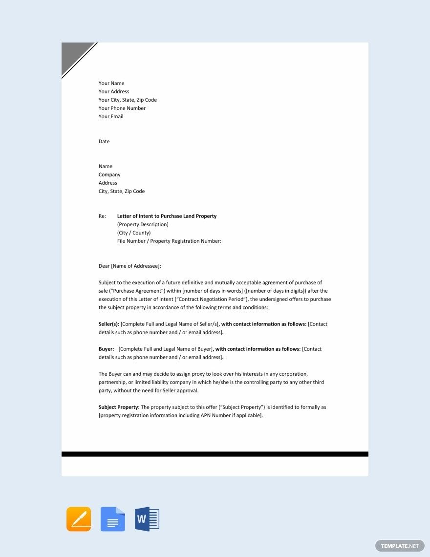 Letter Of Intent To Purchase Product Template Google Docs Word Apple Pages Template