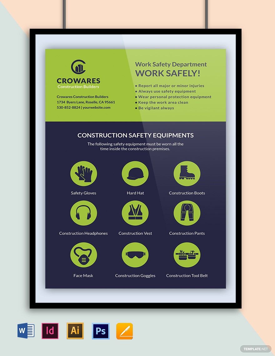 Safety Rules Poster Template - Illustrator, InDesign, Word, Apple Pages ...