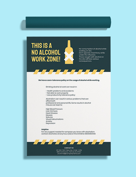 Editable Alcohol at Work Poster Template - Illustrator, InDesign, Word ...