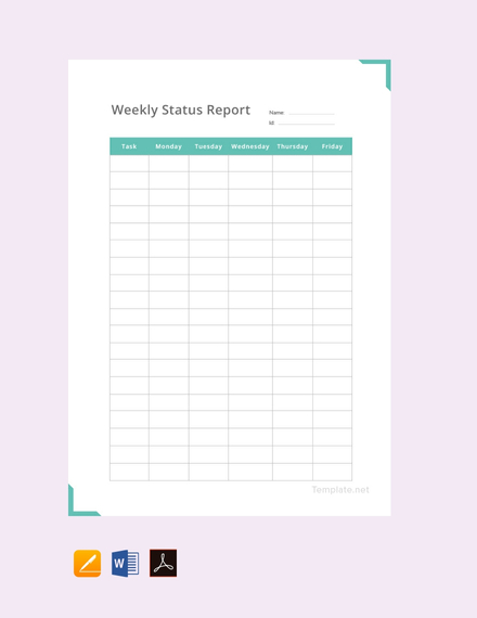 Weekly Status Report Templates - 30+ Free Documents Download- MS Word ...