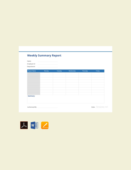 FREE Sample Weekly Activity Report Template - PDF | Word (DOC) | Apple ...