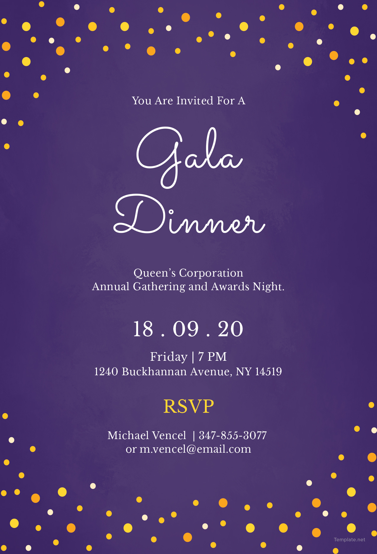 Free Gala Dinner Night Invitation Template In Illustrator Template