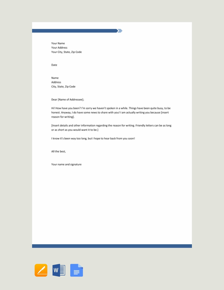 FREE Informal Letter To A Friend Template Word Google Docs Apple 
