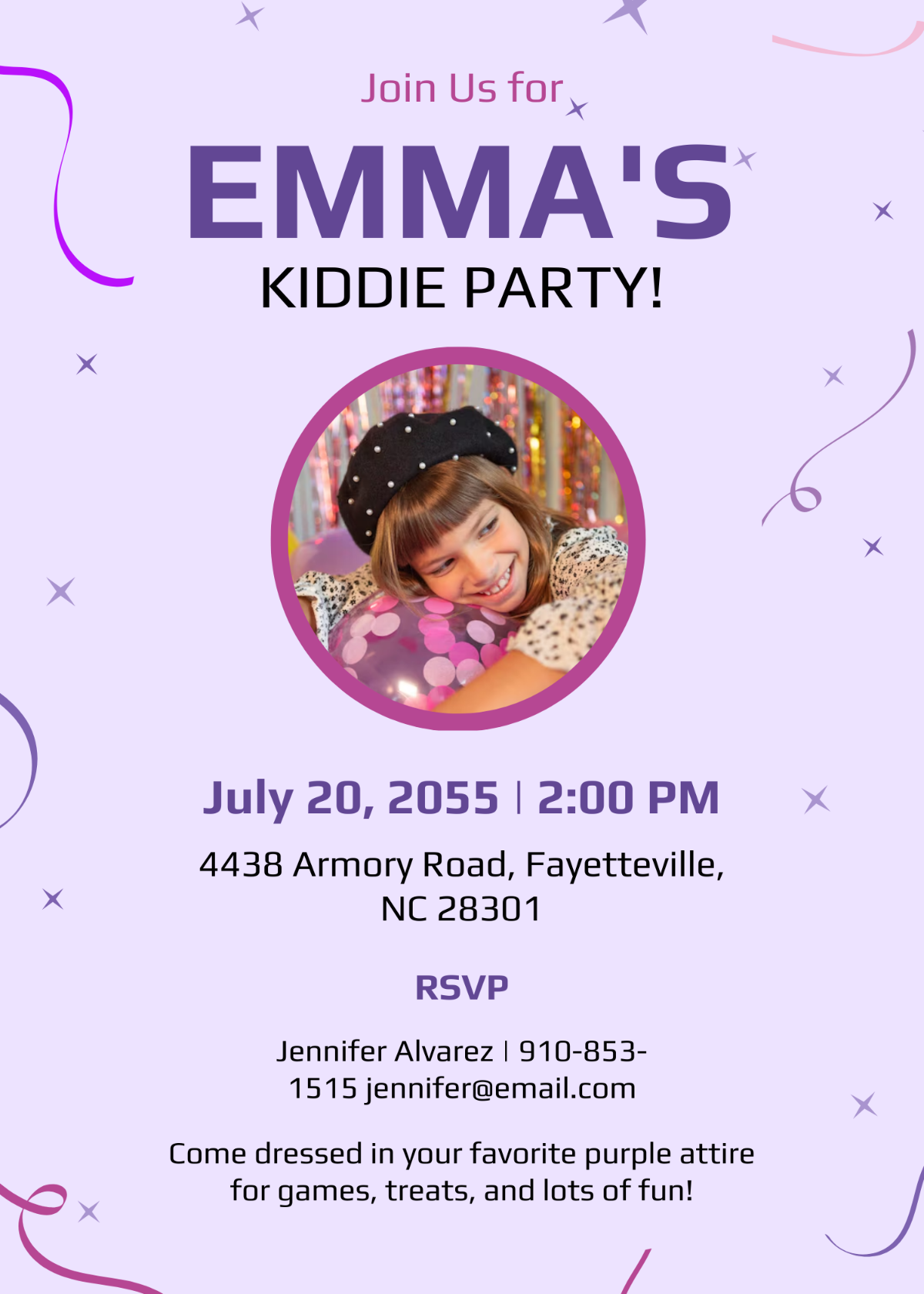 Free Purple Celebration Party Invitation Template To Edit Online