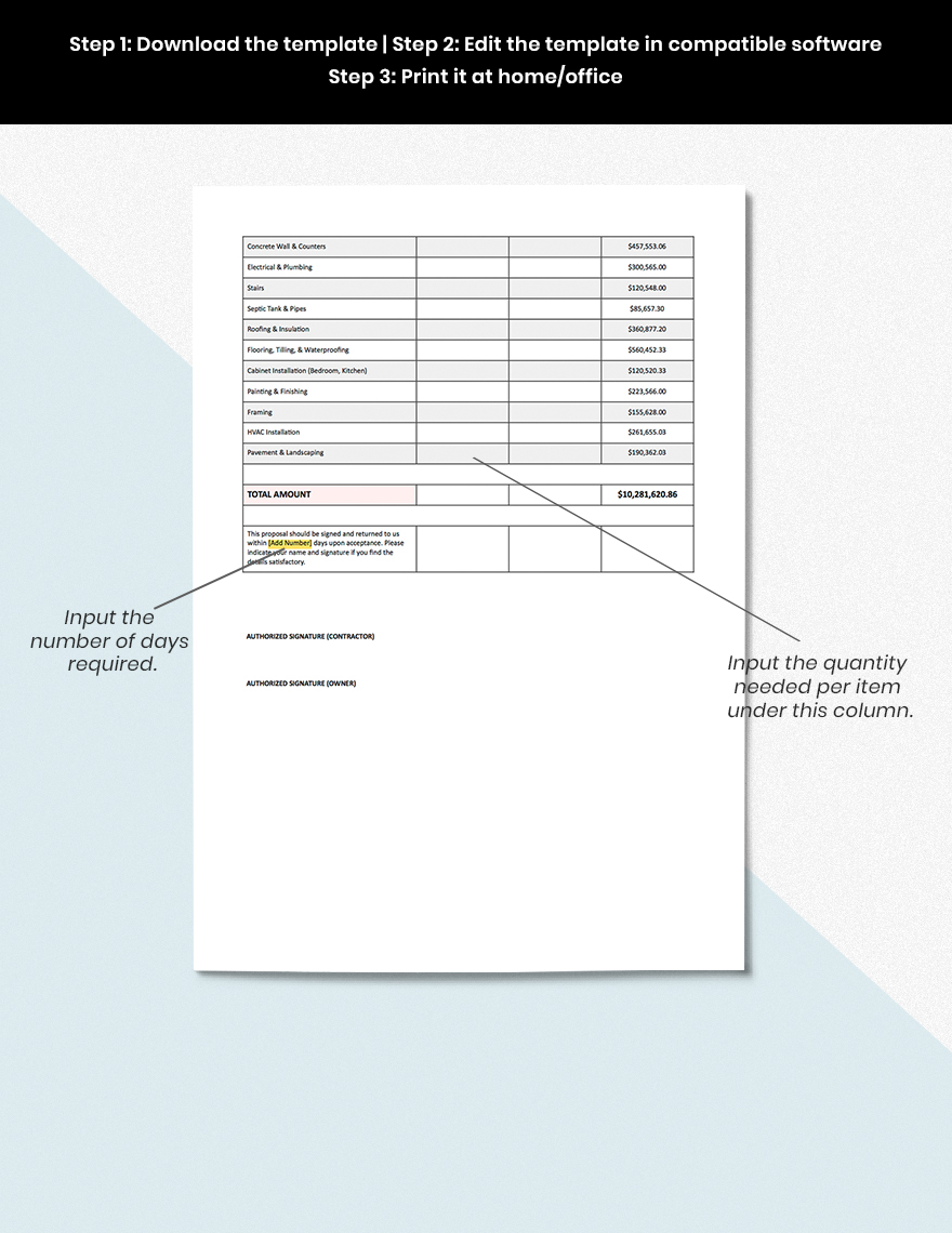 Residential Construction Cost Estimate Template Download In Word 
