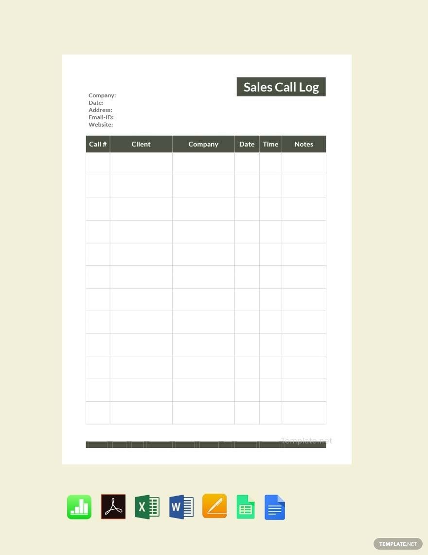 Phone Call Log Template - Excel, Word, Apple Numbers, Apple Pages, PDF | Template.net