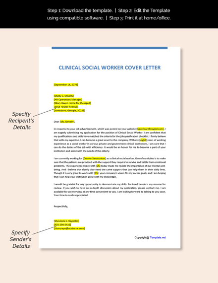 Clinical Social Worker Cover Letter Template - Google Docs, Word ...