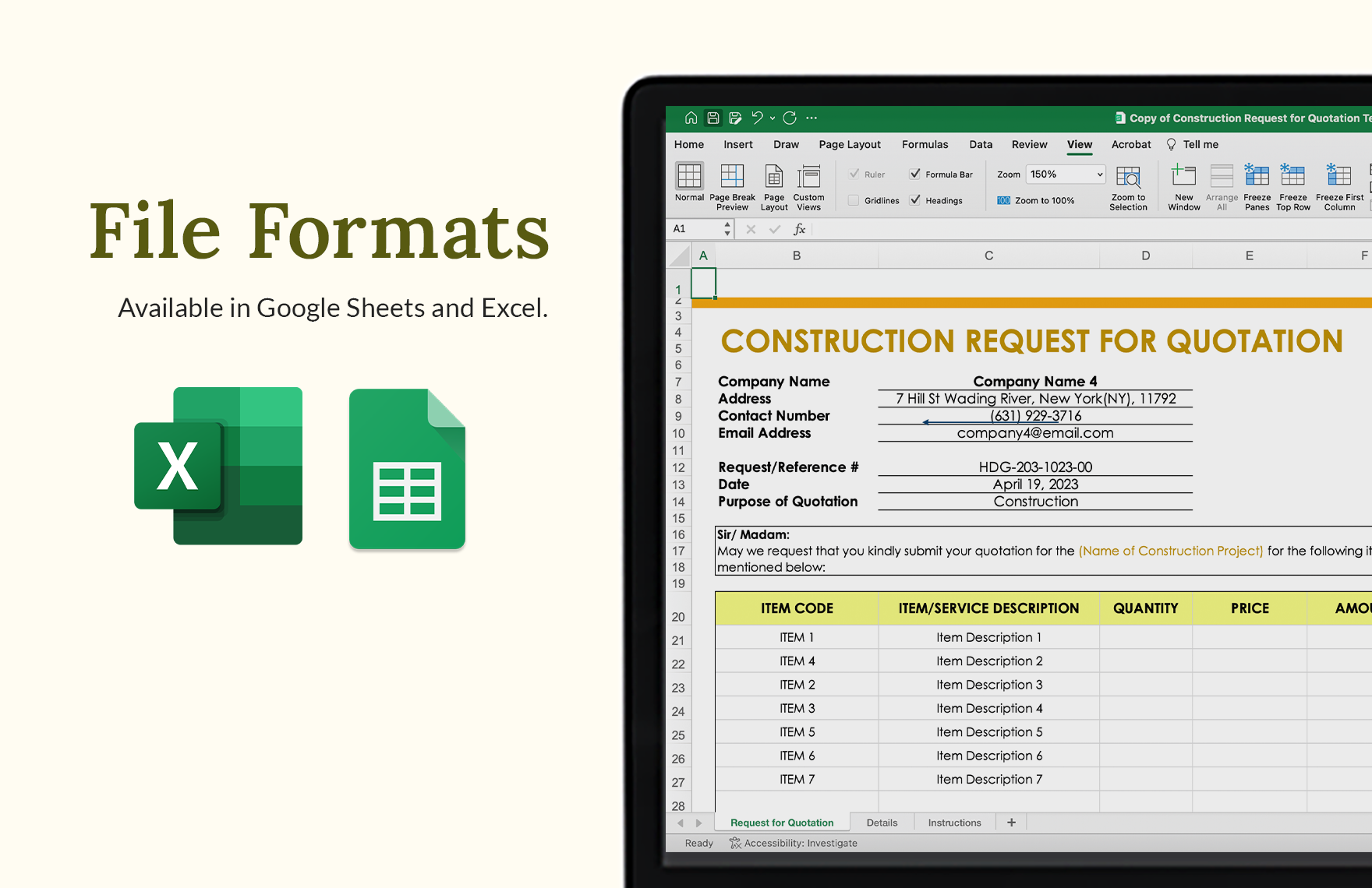 Free Construction Request for Quotation Template - Download in Word ...