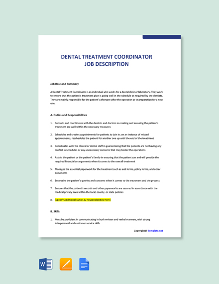 Free Dental Treatment Coordinator Ad And Job Description Template free-dental-treatment-coordinator-ad-and-job-description-template