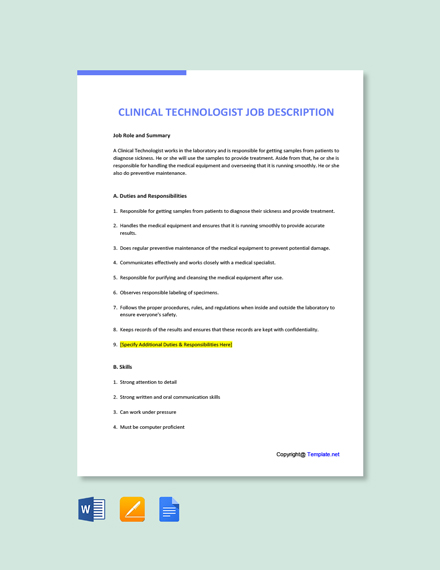 FREE Clinical Lab Technologist Cover Letter - Word | Google Doc | Apple ...