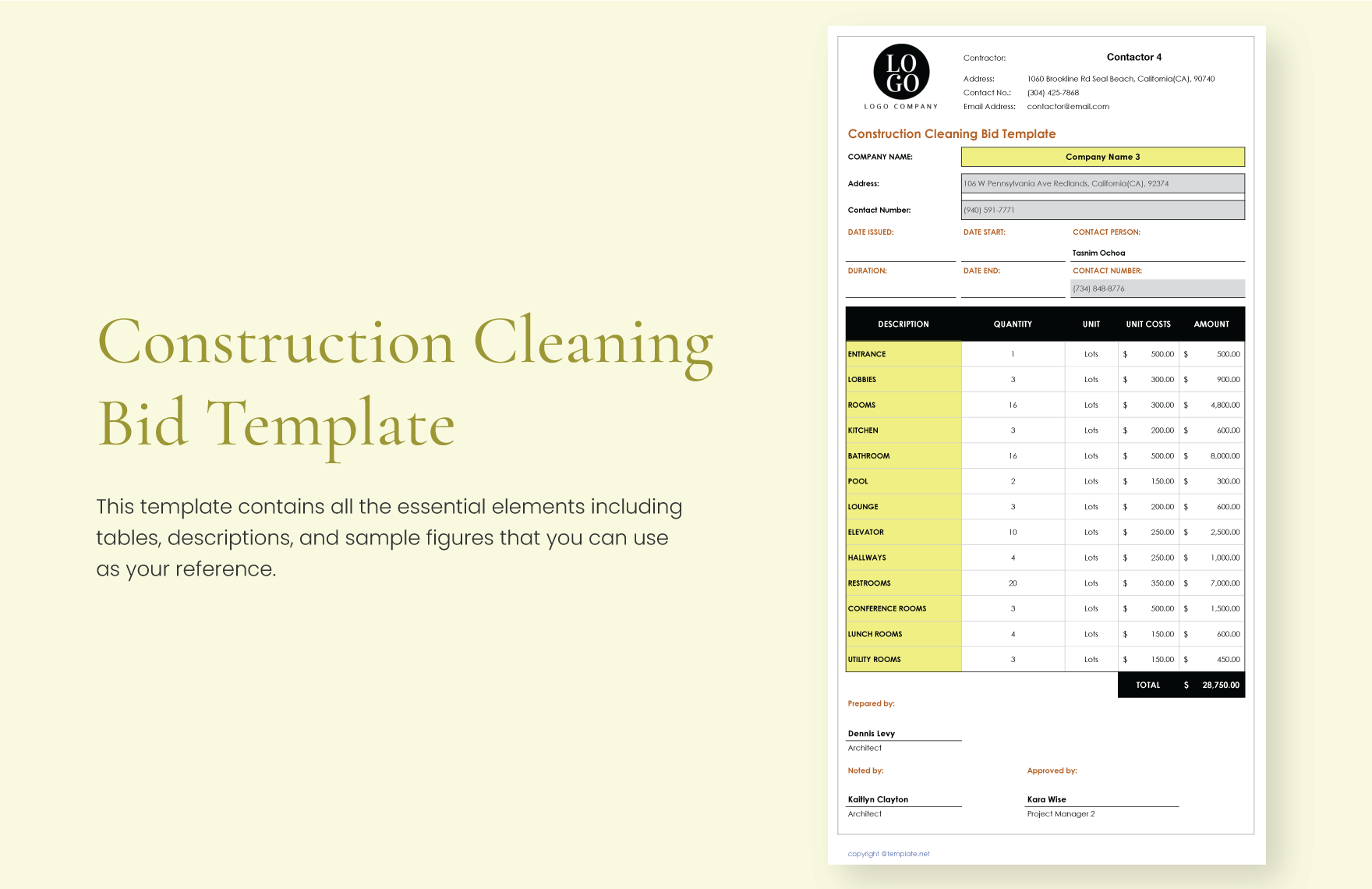 Construction Cleaning Bid Template - Download in Word, Google Docs ...