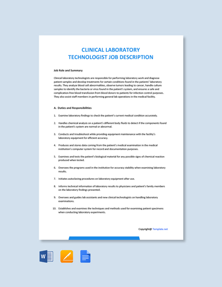 FREE Clinical Laboratory Technician Cover Letter - Word | Google Doc | Apple (MAC) Pages ...