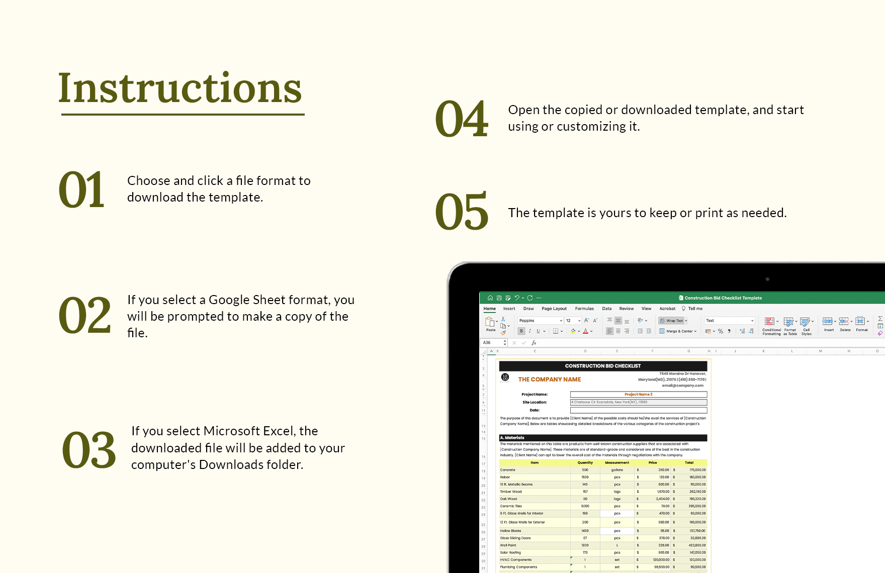 Construction Bid Checklist Template - Download in Word, Google Docs ...