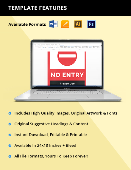 No Entry Sign Template - Illustrator, Word, Apple Pages, PSD | Template.net