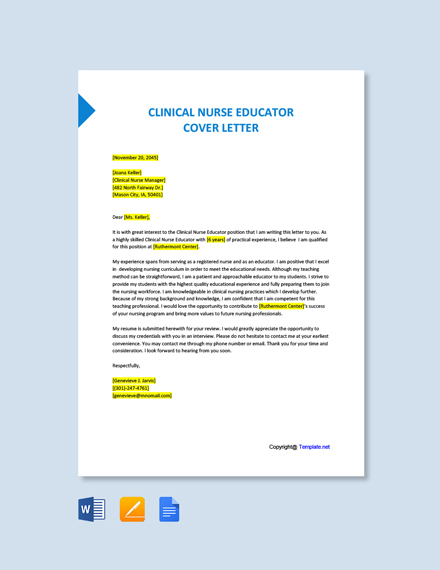 Clinical Nurse Leader Cover Letter Template in Google Docs, Word ...