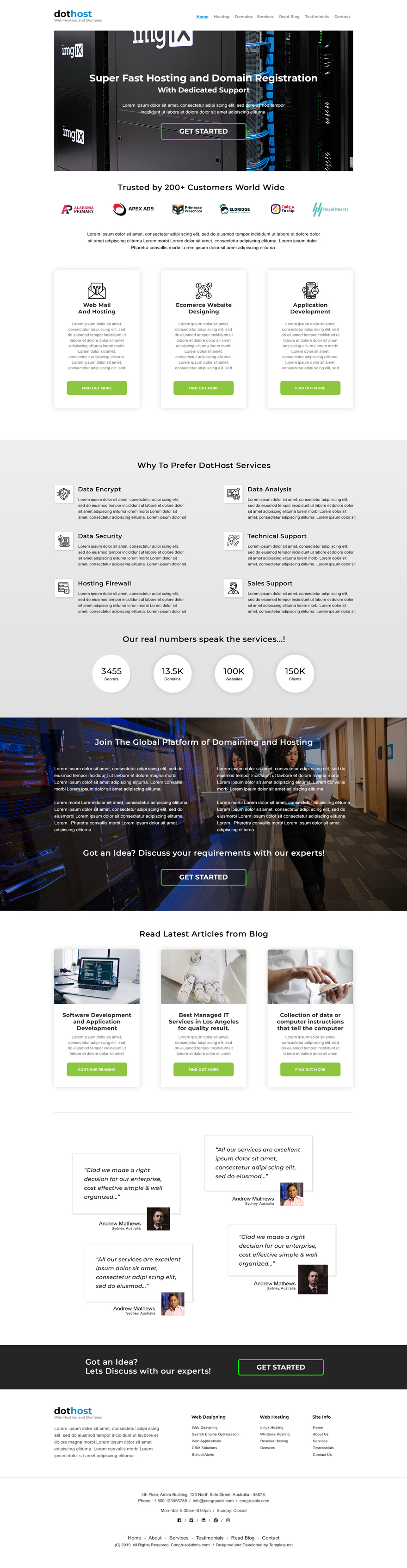 Domain & Hosting Provider Website Template - HTML5, PSD | Template.net