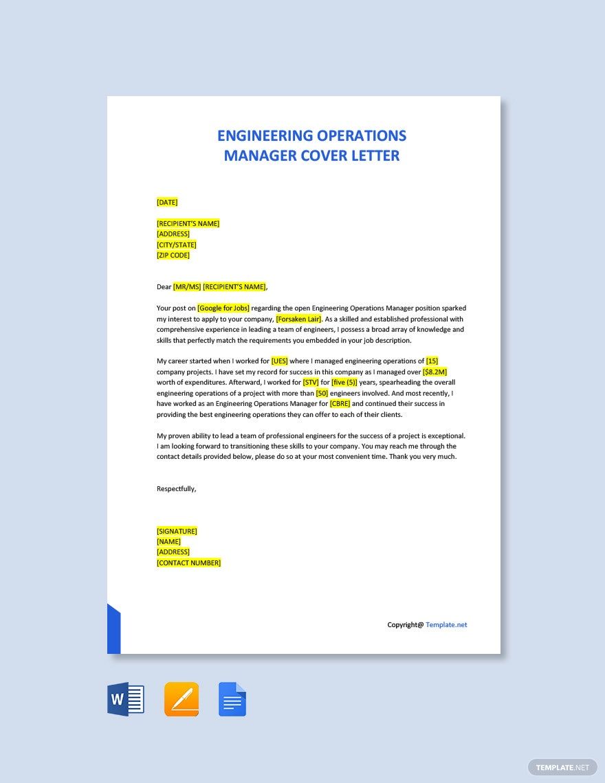 Free Aviation Operations Manager Cover Letter Template - Google Docs ...