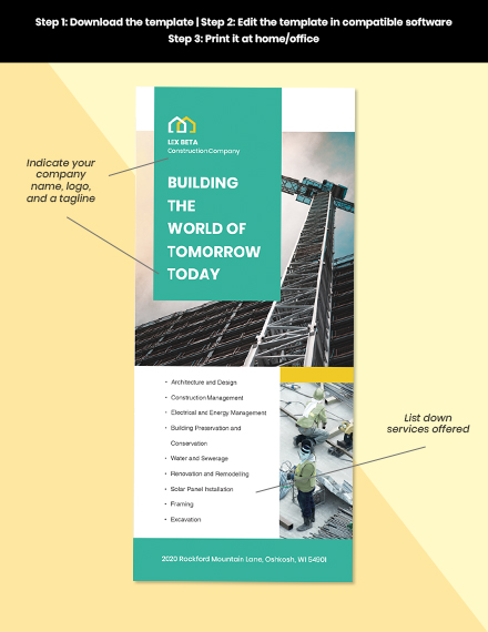 Free Simple Building Construction Rack Card Template - Illustrator ...