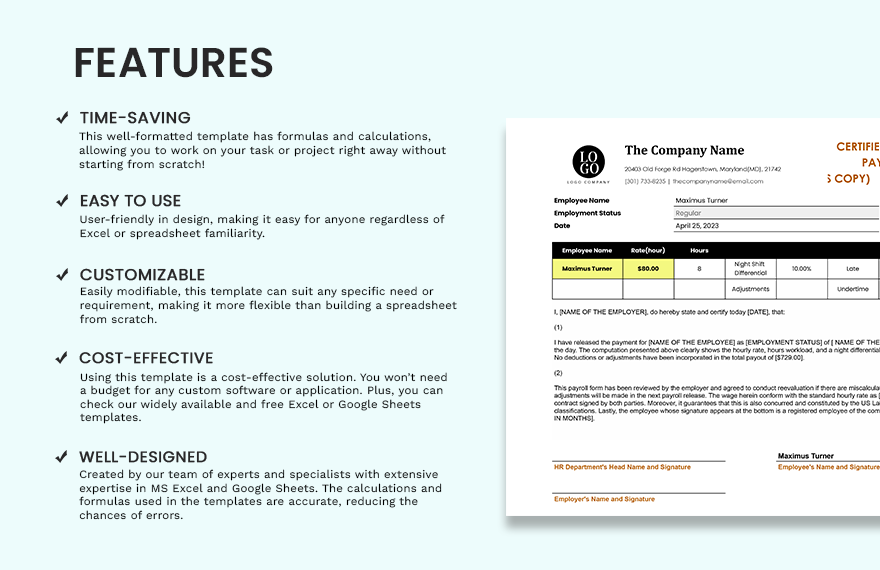 Certified Wage & Hour Payroll Form Template - Download in Word, Google ...