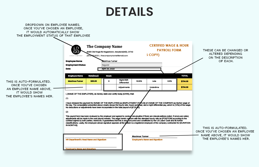Certified Wage & Hour Payroll Form Template - Download in Word, Google ...