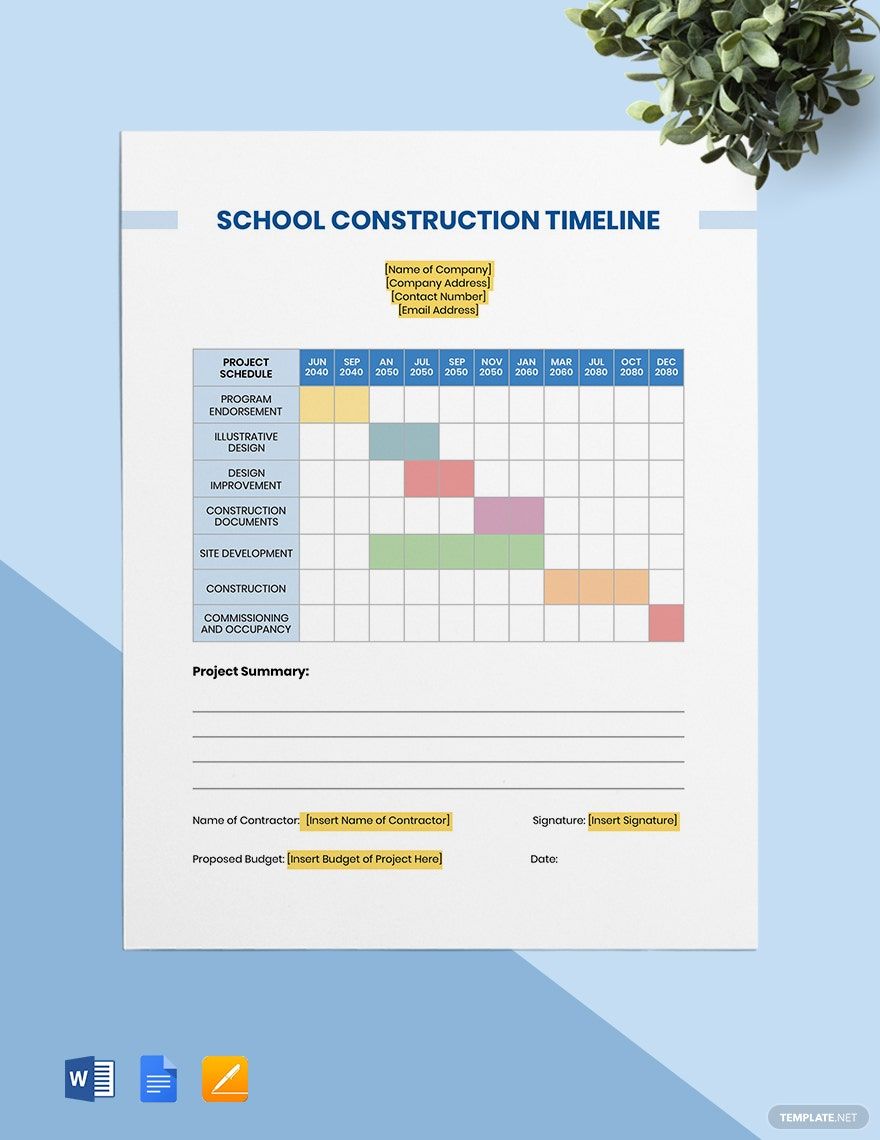 School Construction Timeline Template Google Docs Word Apple Pages Template