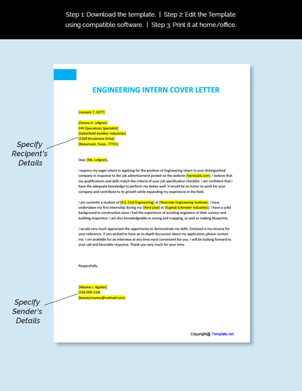 Internship Cover Letter Engineering