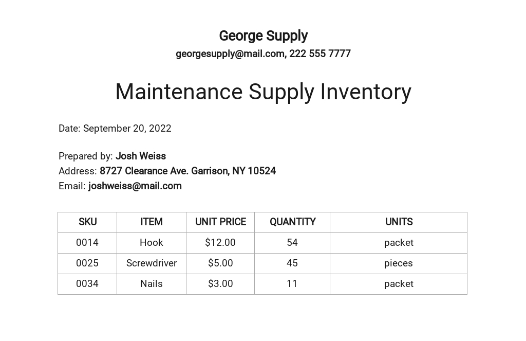 FREE Sample Supply Inventory Template - PDF | Word (DOC) | Apple (MAC ...