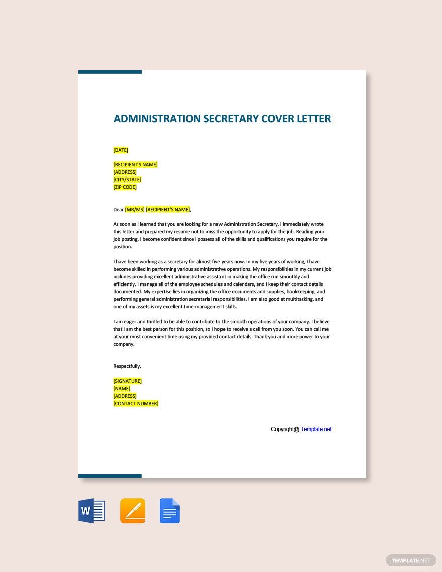 Free Church Financial Secretary Cover Letter Template - Google Docs ...