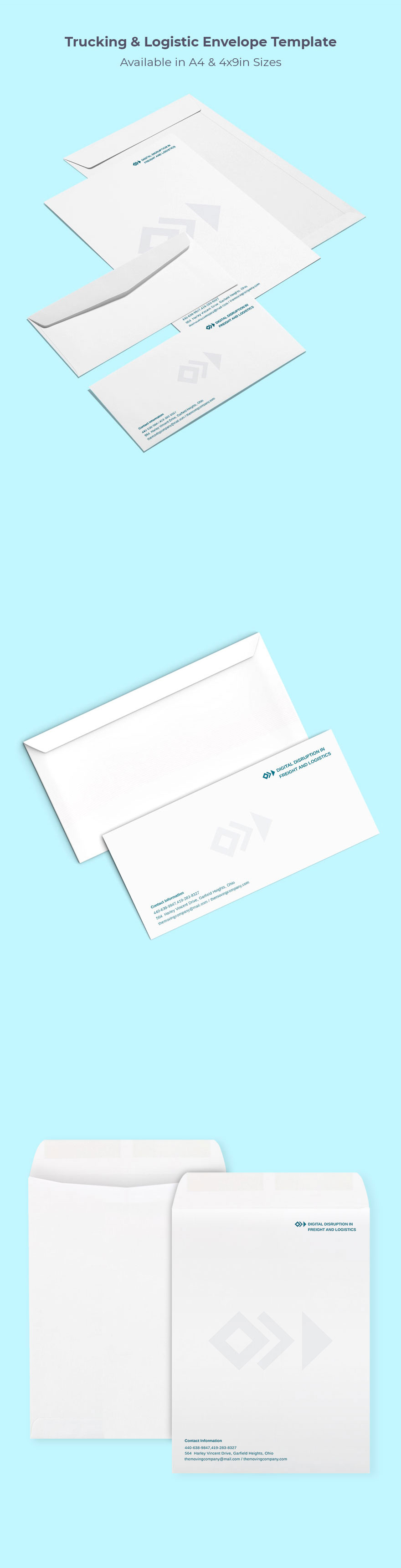 Trucking Logistics Envelope Template - Illustrator, InDesign, Word ...