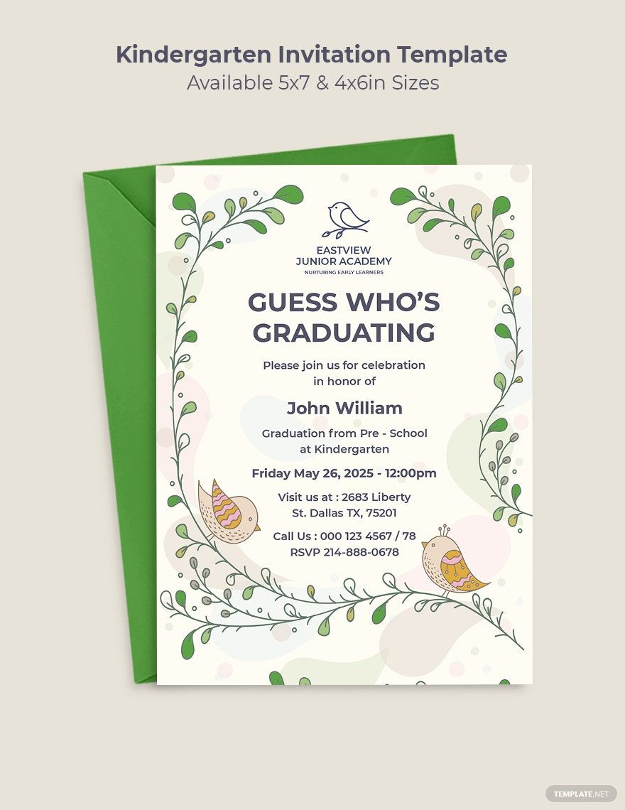 Free Kindergarten Graduation Invitation Template Illustrator Word 