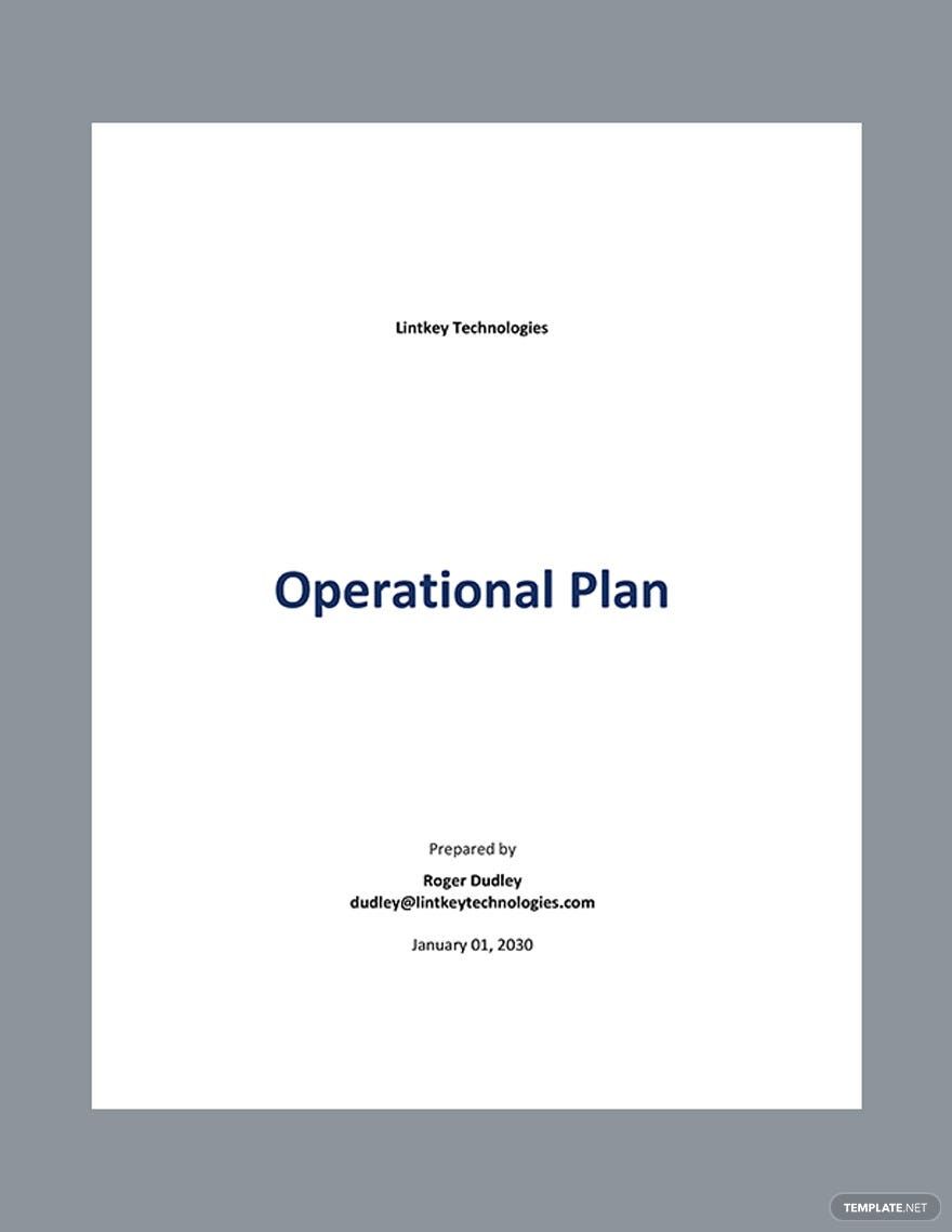 Operational Plan For Project report Template - Google Docs, Word, Apple ...