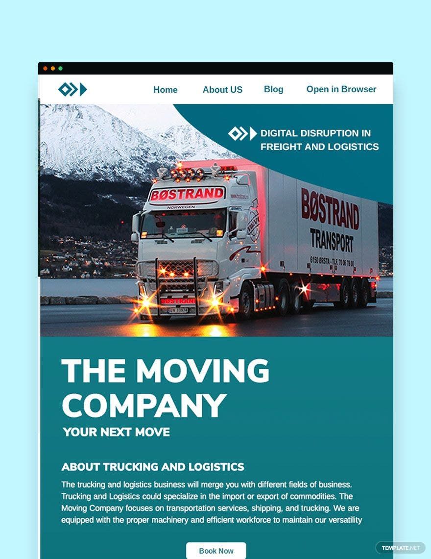 Trucking Logistics Email Newsletter Template Download In PSD Outlook HTML5 Template