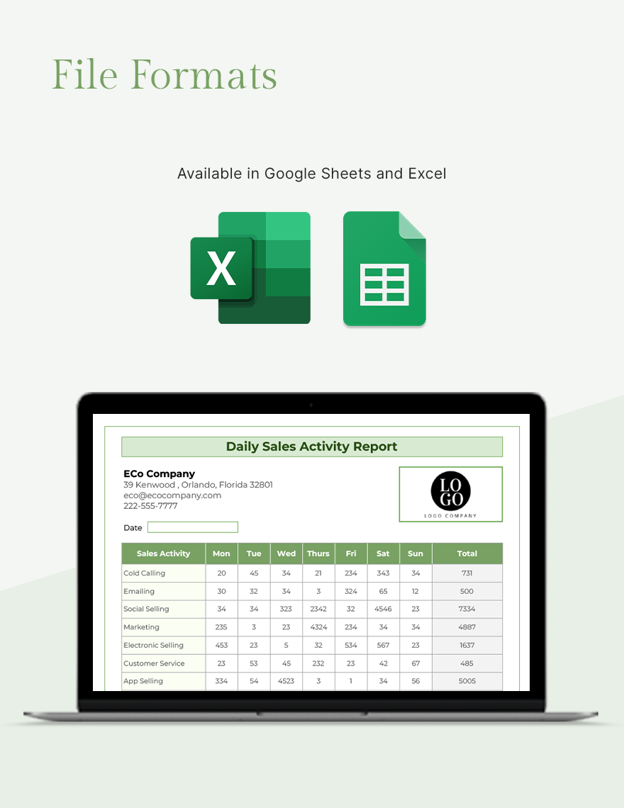Daily Sales Activity Report Template - Google Docs, Google Sheets, Excel, Word, Apple Numbers ...