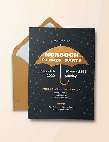 Free Monsoon Picnic Party Invitation Template