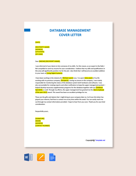 Access Database Developer Cover Letter Template - Google Docs, Word ...