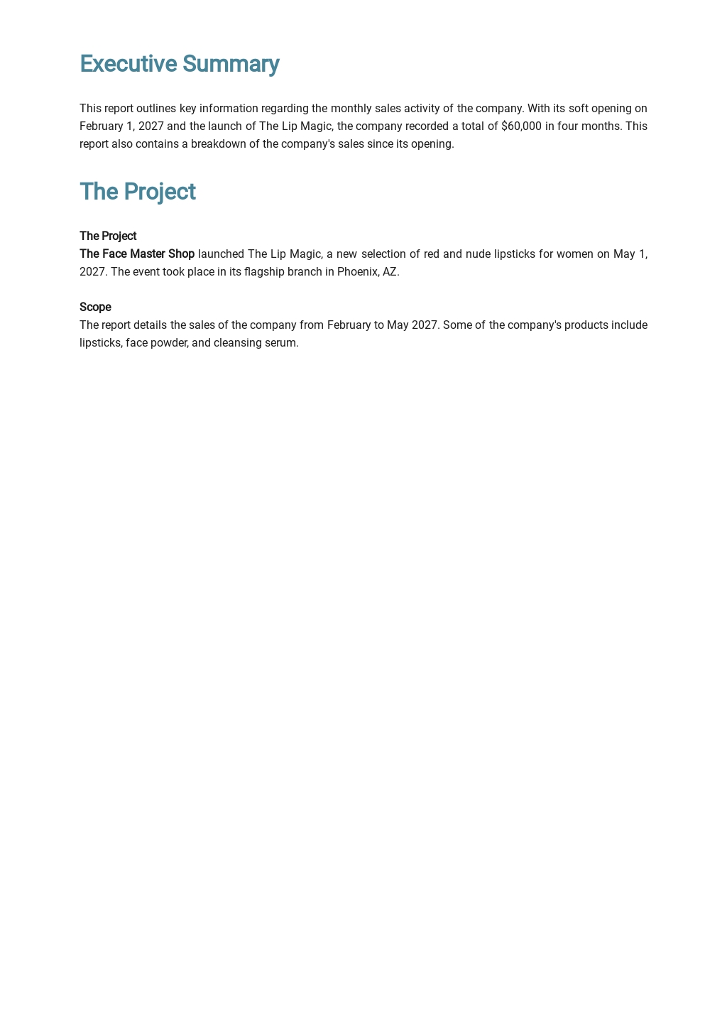 Monthly Sales Activity Report Template [Free PDF] - Google Docs, Google ...