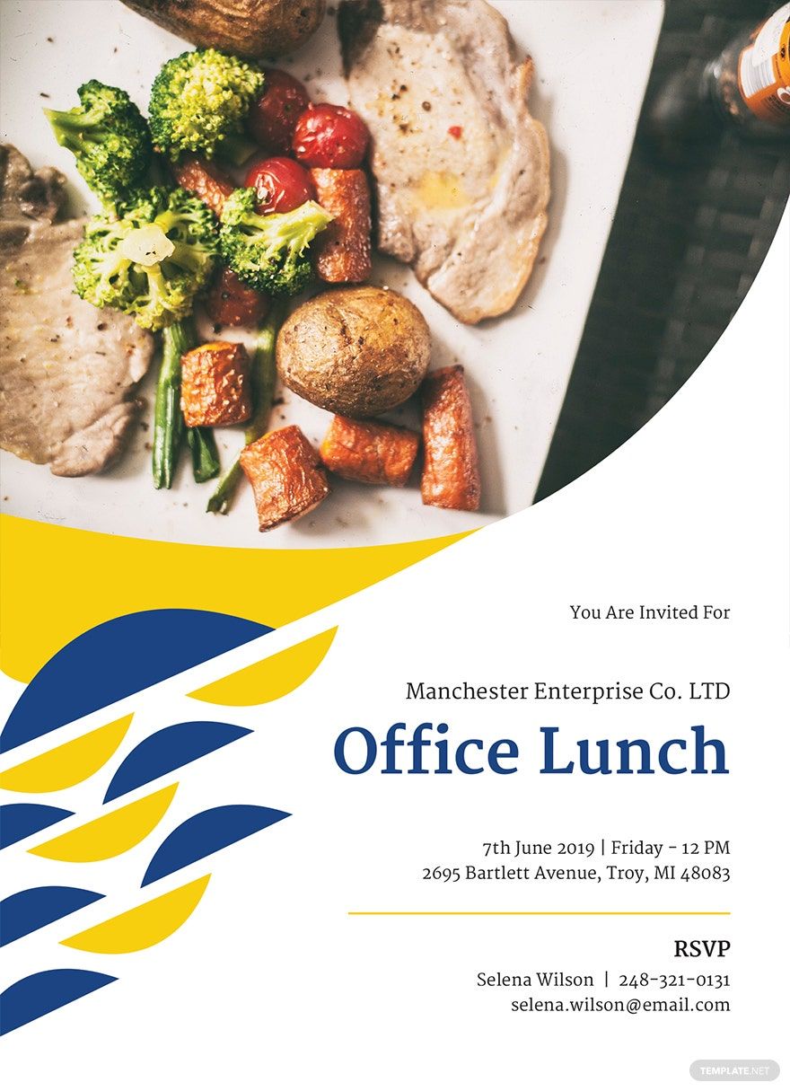 Office Lunch Invitation Template Word Google Docs Illustrator PSD 