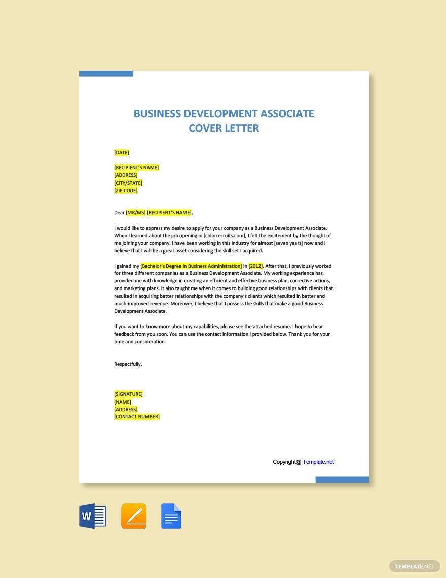 Business Development Coordinator Cover Letter Template - Google Docs ...