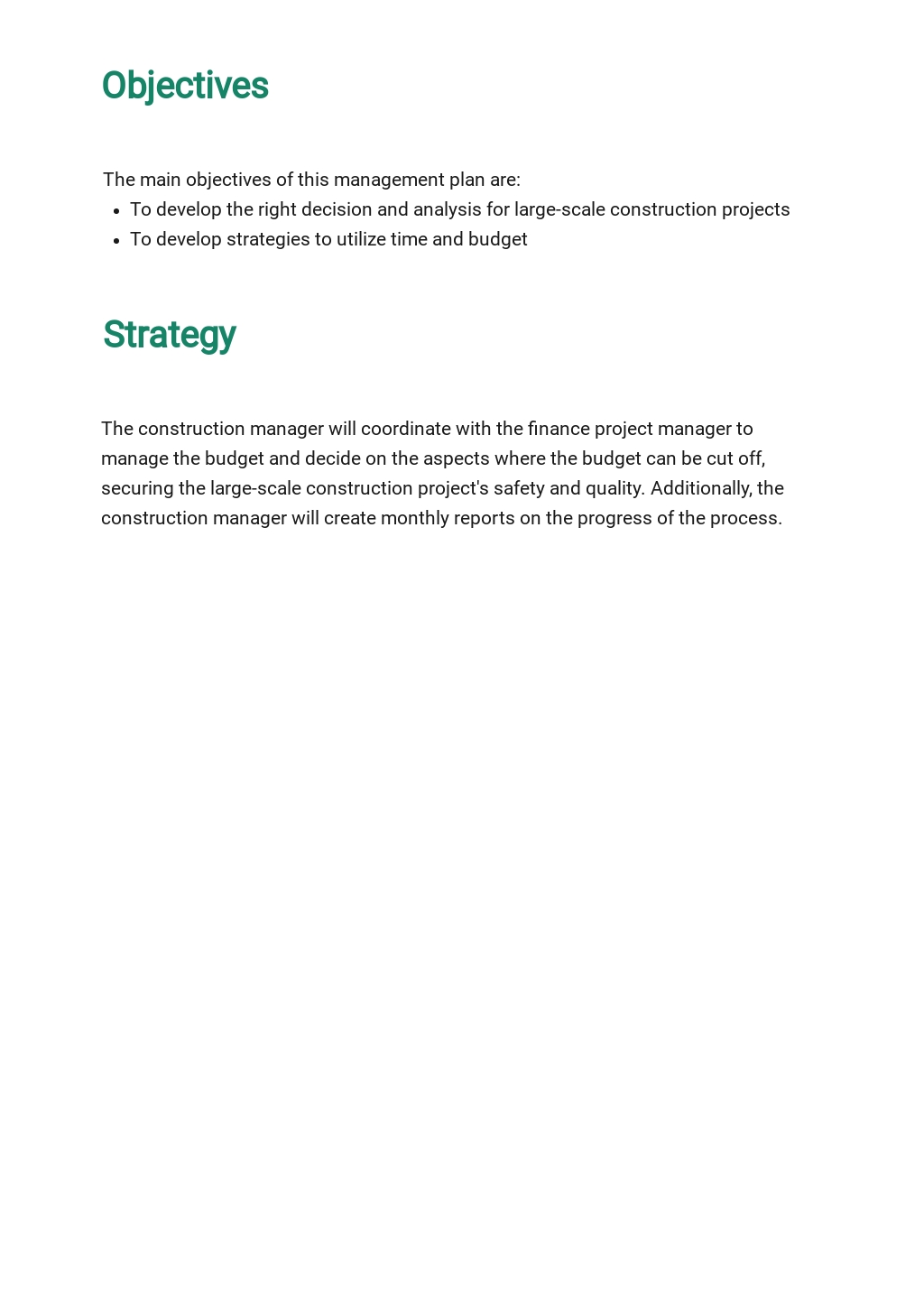 Sample Construction Management Template - Google Docs, Word, Apple ...