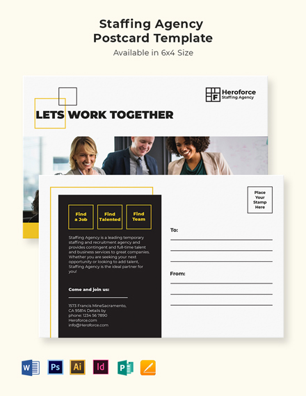 Business Agency Postcard Template - Illustrator, Word, Apple Pages, PSD ...